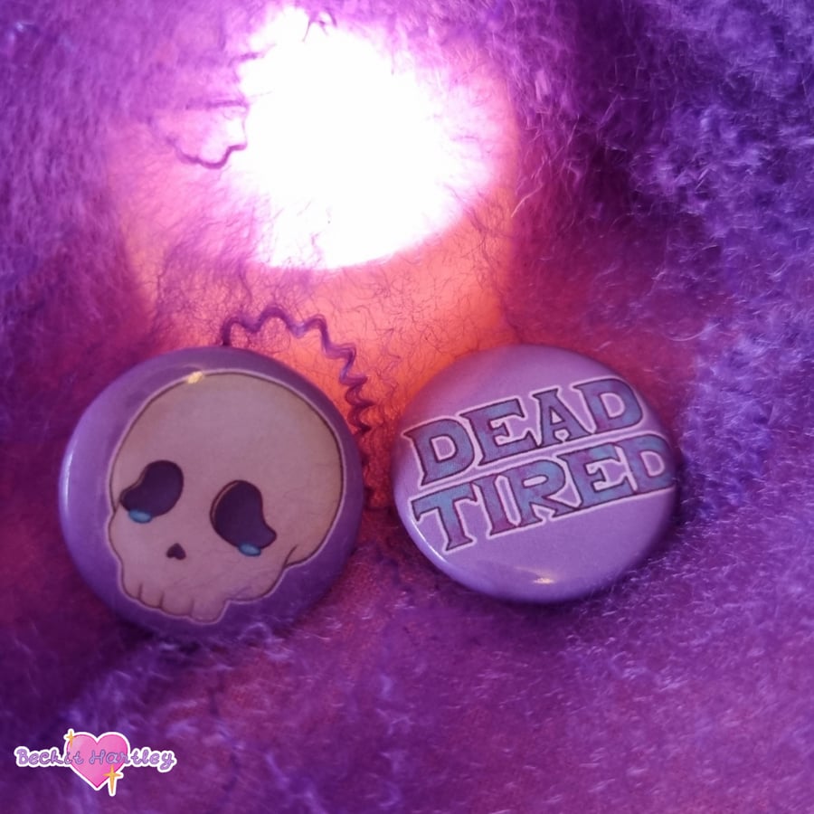 Dead Tired Button Badge Pair - Button Badges - ... - Folksy