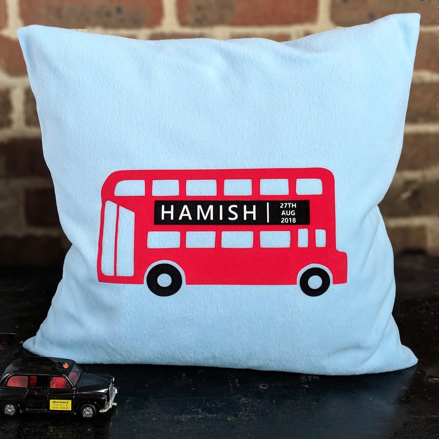 London Bus Personalised Cushion - Folksy