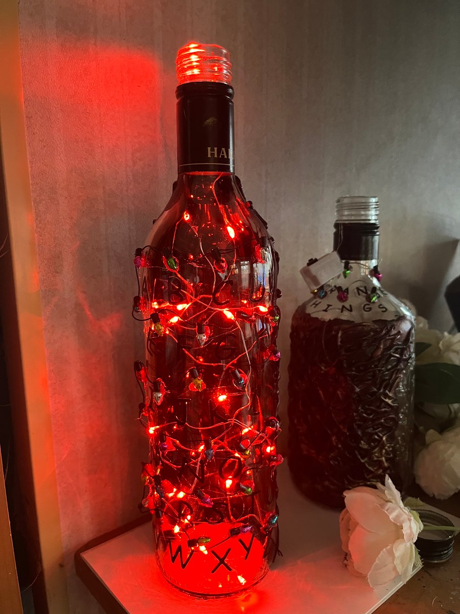 Upcycled bottle Stranger things with alphabet a... - Folksy