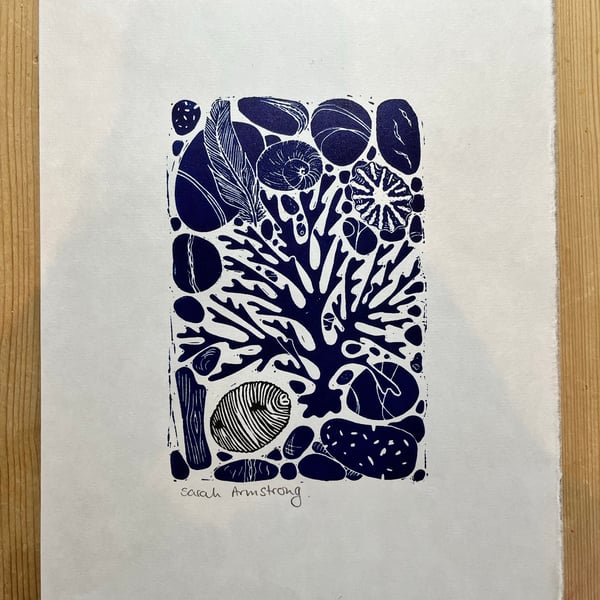 Seaside Treasures Lino Print - Folksy