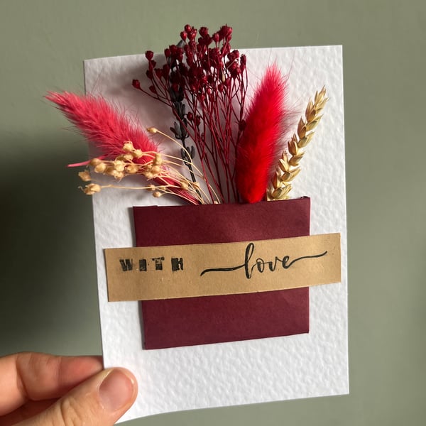 Handcrafted Dried Flower Greeting Card - Folksy