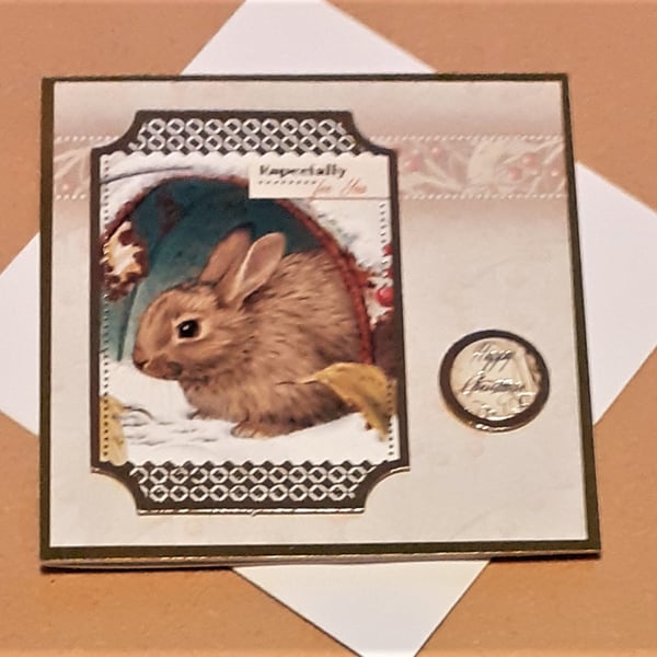 Cute Rabbit Mini Christmas Card - Folksy