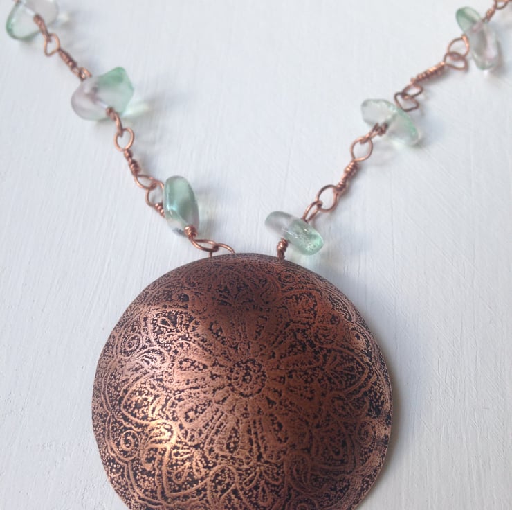 Copper Mandala necklace - Folksy