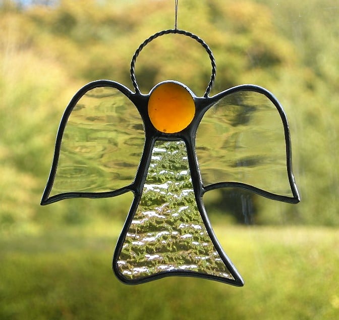 Stained glass suncatcher (Angel) abstract in tw... - Folksy