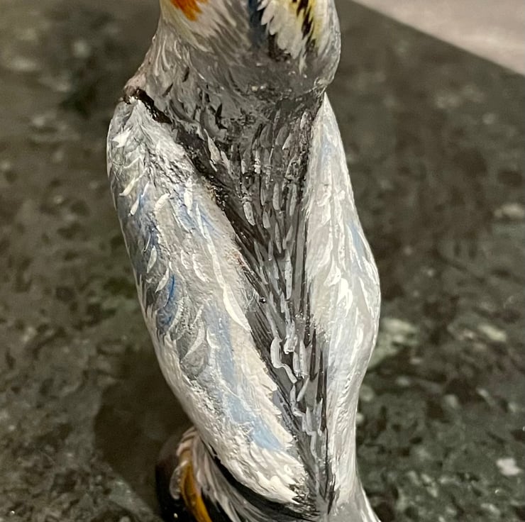 Cockatiel parrot hand painted pebble bird wildl... - Folksy