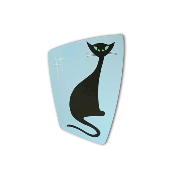 Handmade Cat Wall Art - Blue Cat Plaque - Mid-... - Folksy