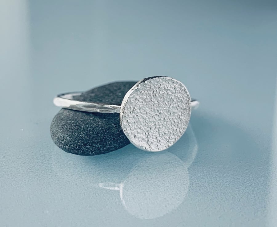 Recycled Sterling Silver Disc Skinny Textured R... - Folksy