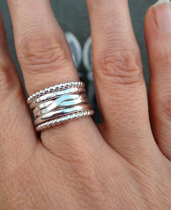Sterling silver stacking rings set - Folksy