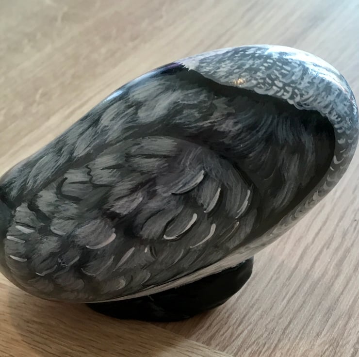Grey Amazon parrot painted pebble garden rock a... - Folksy
