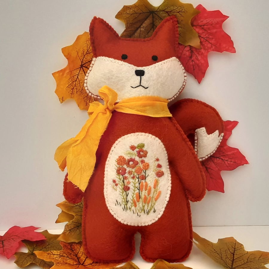 Woodland Fox, hand embroidered felt fox, fox ha... - Folksy
