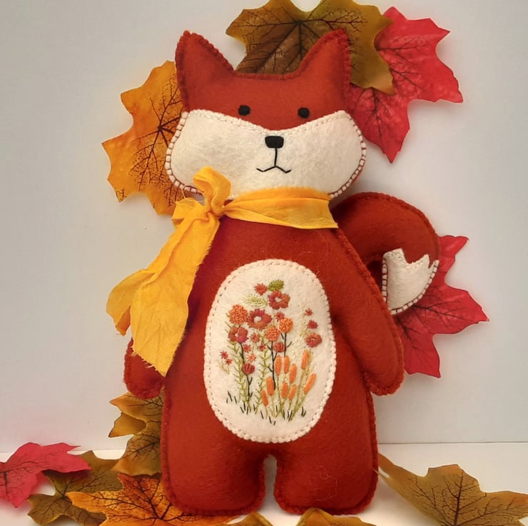 Woodland Fox, hand embroidered felt fox, fox ha... - Folksy