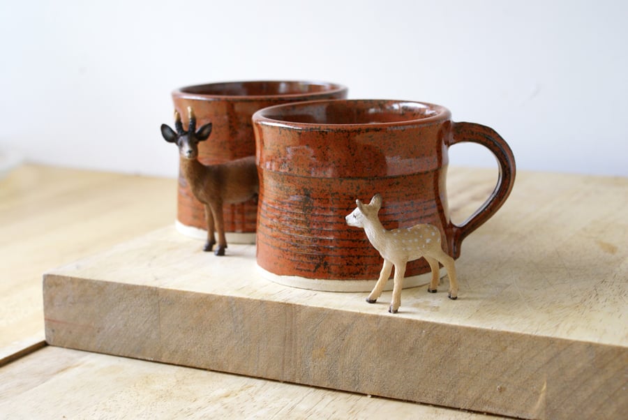 Set of two handmade tea mugs - stoneware potter... - Folksy