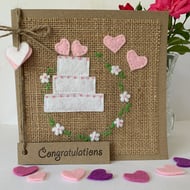 Handmade Wedding Card. Wedding cake and hearts.... - Folksy