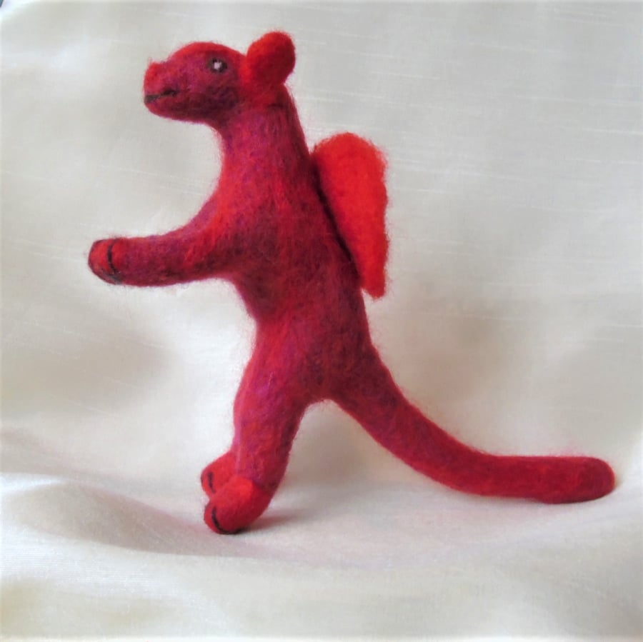 Needle felted dragon, red tones, winged dragon, - Folksy