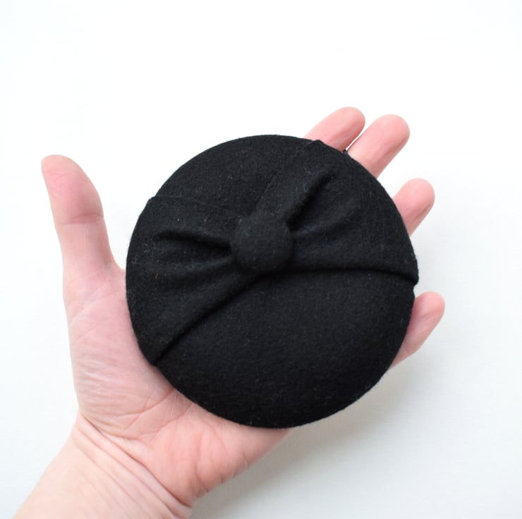 Mini Black Fascinator Hat - Felt Button Hat - Folksy