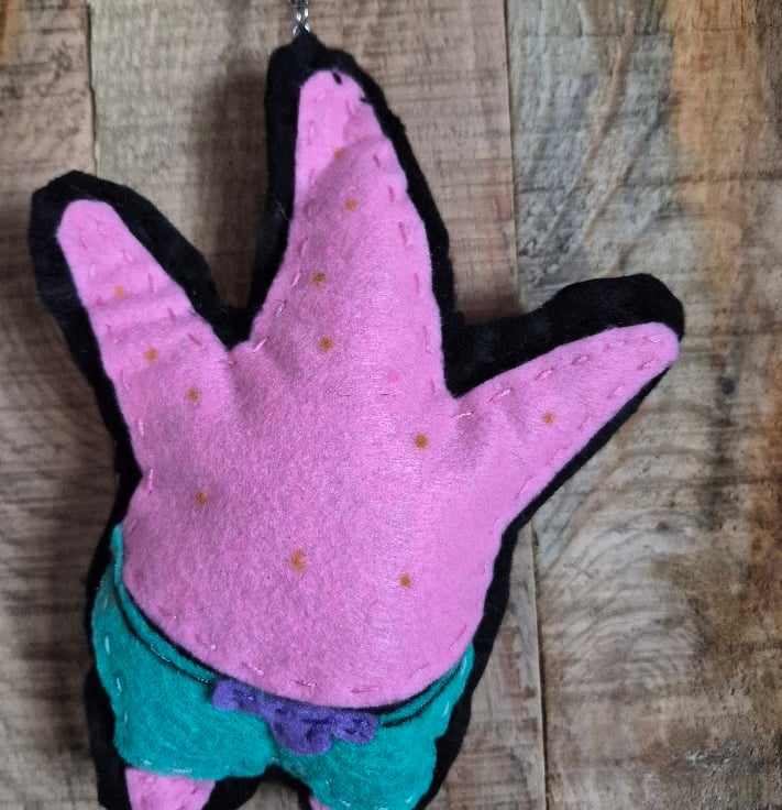Handmade Felt Patrick Star Plush Keyring – Spon... - Folksy