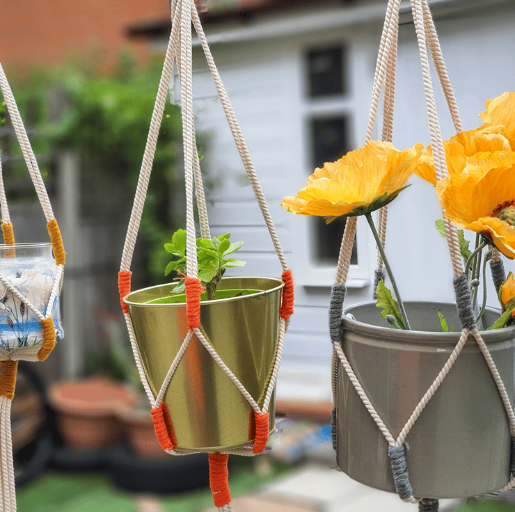 Macramé Wrap Pot Holder, Simple Design Plant Ha... - Folksy