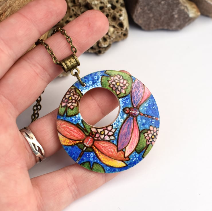 Dragonfly Dance. Pyrography dragonfly wooden ci... - Folksy