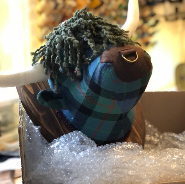 Handmade Highland cow trophy head, made in tart... - Folksy