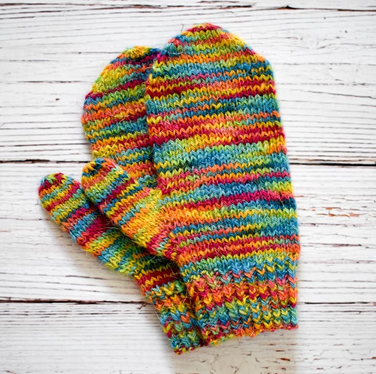 Hand Knitted mittens - Child - Multicolour - Folksy