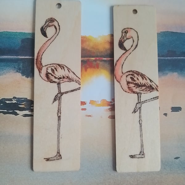 Flamingo wooden bookmark - Folksy