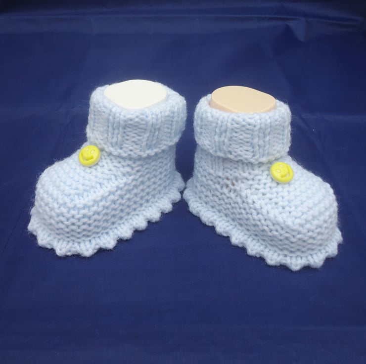 Cute Baby Booties, Hand Knit Baby Booties in Blue - Folksy