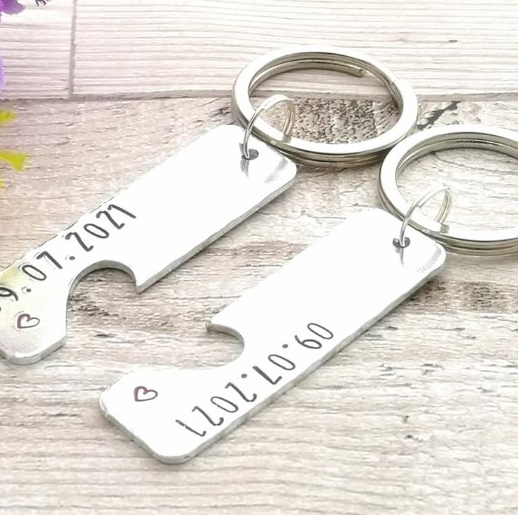 Special Date Keyring Pair - Couples Matching Ke... - Folksy