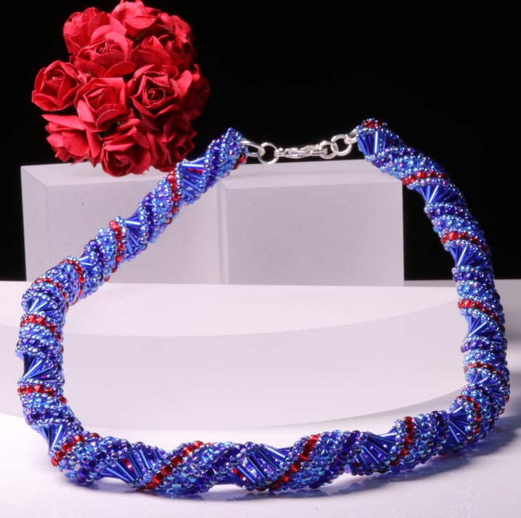 Sapphire Blue Russian Spiral Necklace with a To... - Folksy