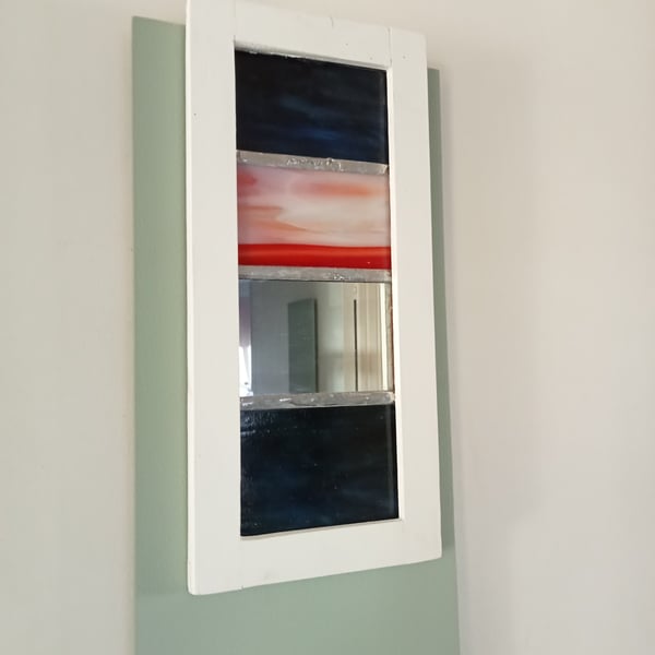 'Sunset' stained glass wall panel with mirror - Folksy