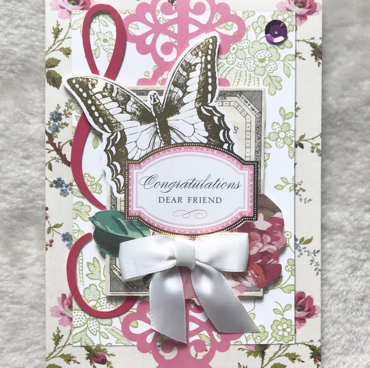 Luxury Handmade 3D Congratulations Friend Card - Folksy