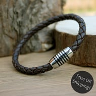 Men's Brown Leather Apollo Bracelet - Folksy