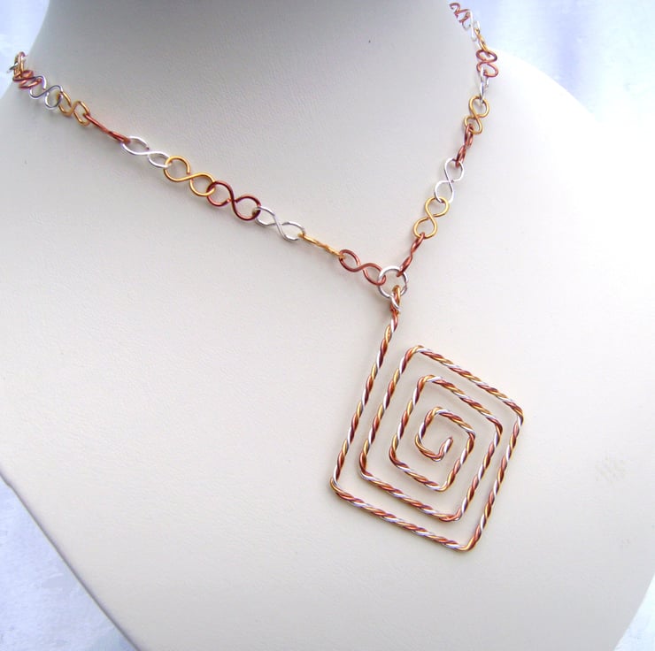 Twisted Copper,Gold Plate & Silver Plate Wi... - Folksy