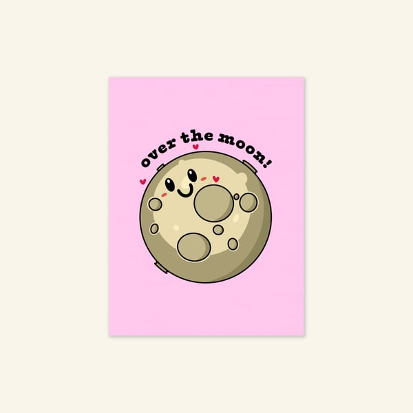 Over The Moon Tiny Card - Folksy