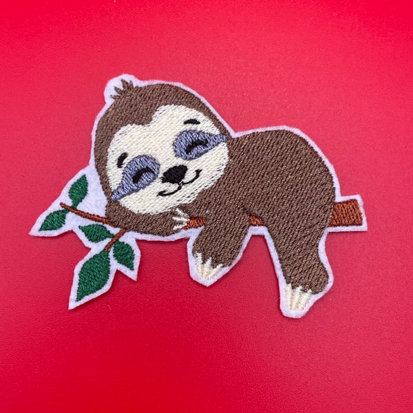 Cute Sloth Embroidered Iron-On Patch - Folksy