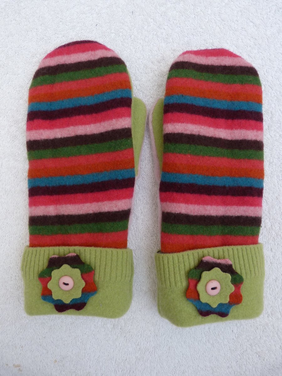 Wool mittens Created from Up-cycled Sweaters. F... - Folksy