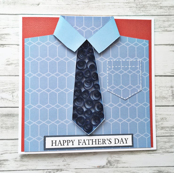Father’s Day card - quilled tie and shirt - box... - Folksy