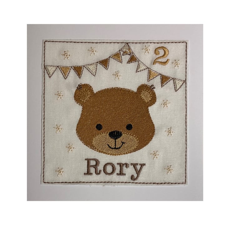 Teddy Bear Birthday Card, Bear Card with Name a... - Folksy
