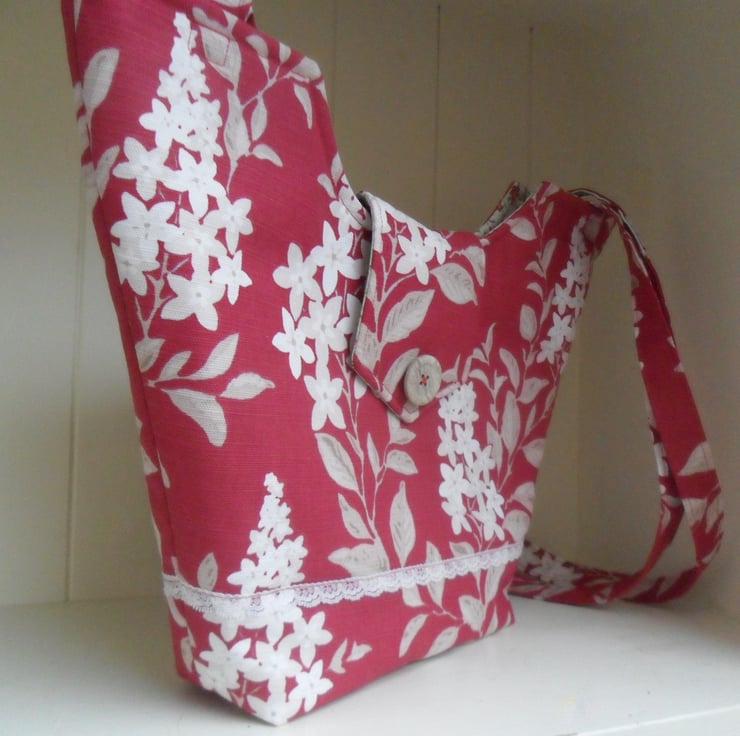 Raspberry print tote bag. - Folksy