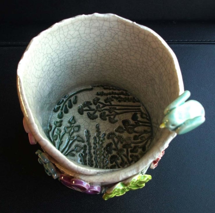 Spring flowers decorative ceramic vessel - Folksy