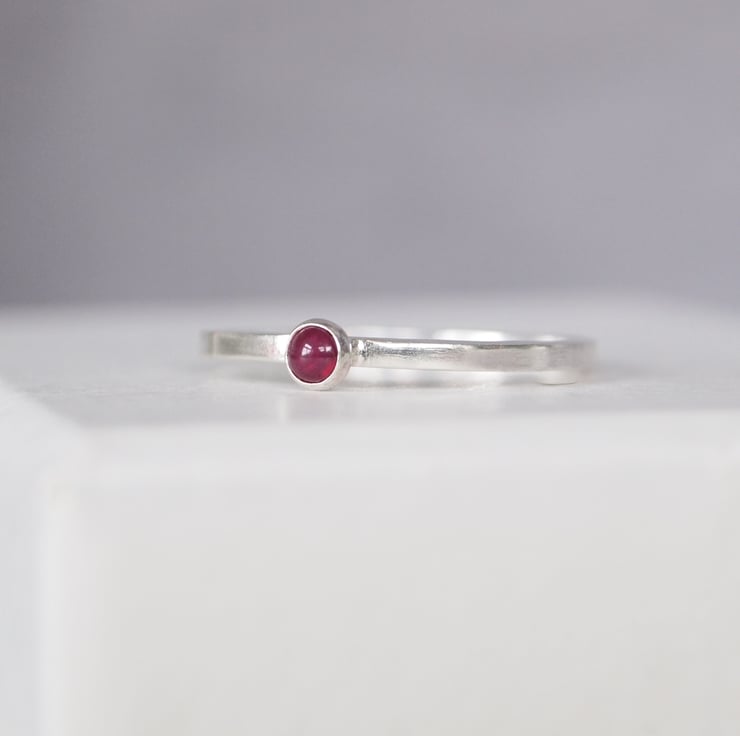 Ruby Stacking Ring Silver, July Birthstone Gift - Folksy
