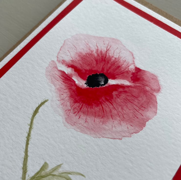 Blank floral card, a single Poppy flower, hand ... - Folksy