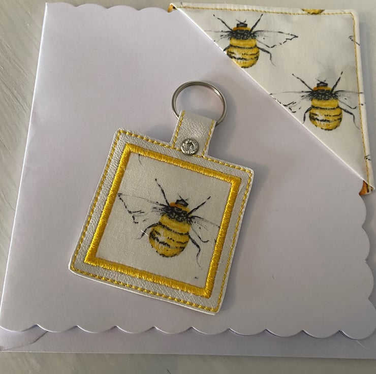 Handmade Bee Corner Bookmark & Keyring Set - Folksy