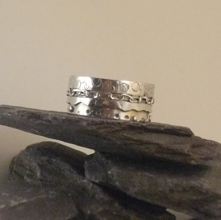 Small Chunky Textured Silver Ring - Folksy