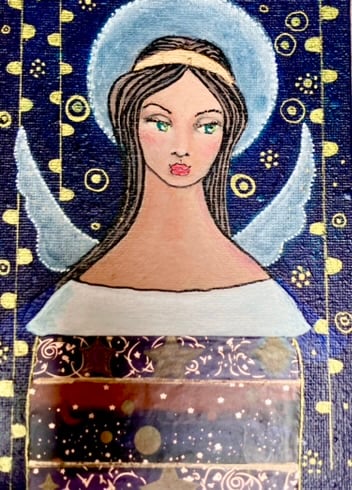 Original Angel Painting Folk Angel Acrylic On B... - Folksy