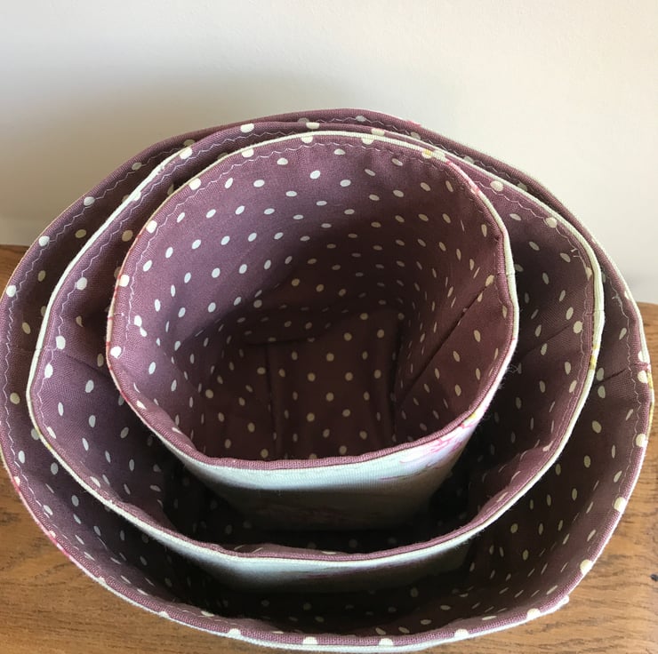 3 nesting fabric storage baskets - Folksy