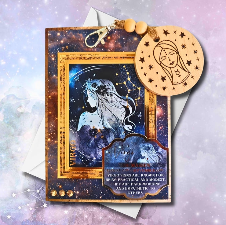Virgo Zodiac Star Sign Card, Wooden Keyring, or... - Folksy