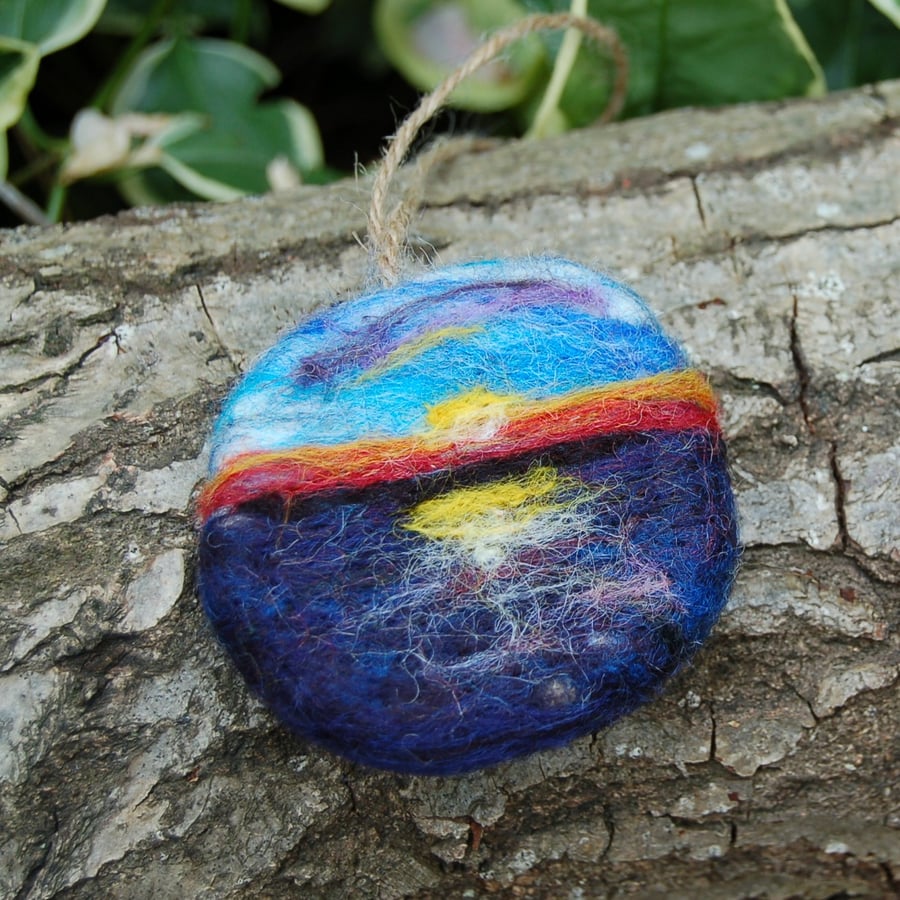 Sunrise decoration, needlefelt hanging decorat... - Folksy