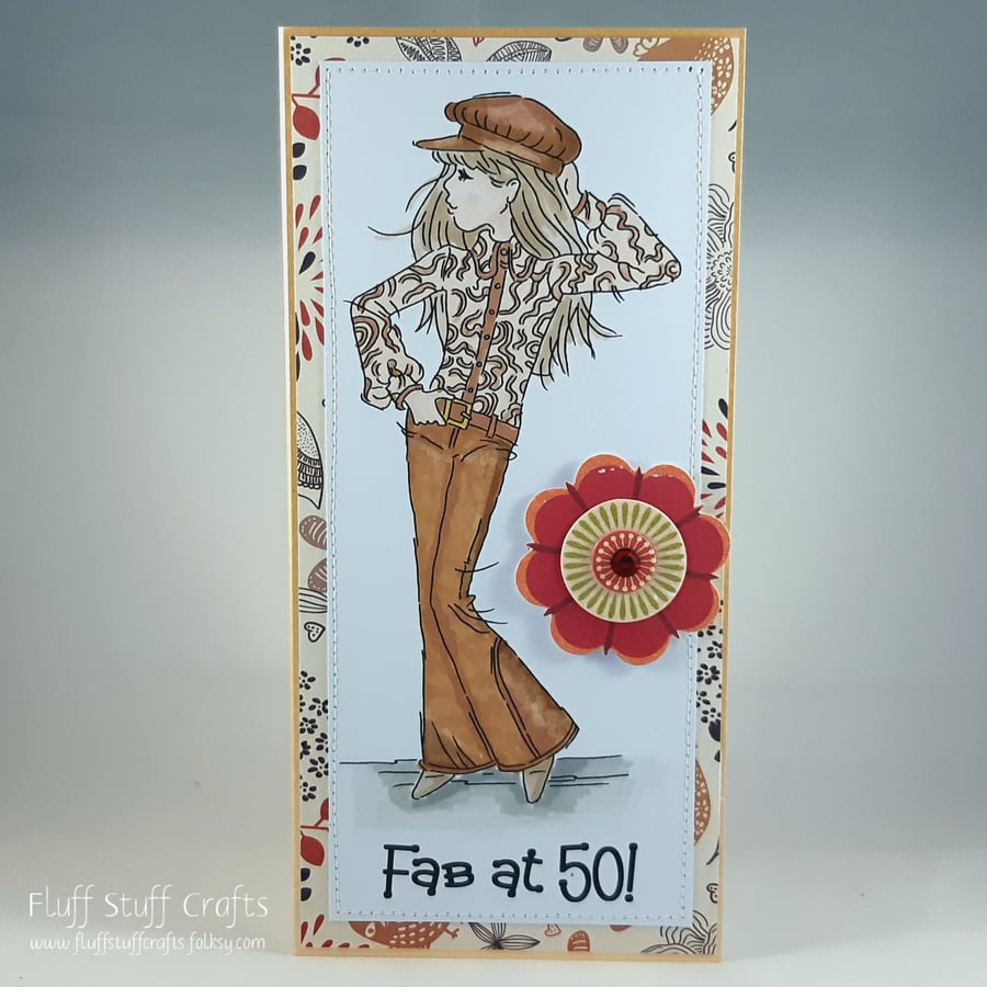 Handmade birthday card - Fab at 50! - Folksy