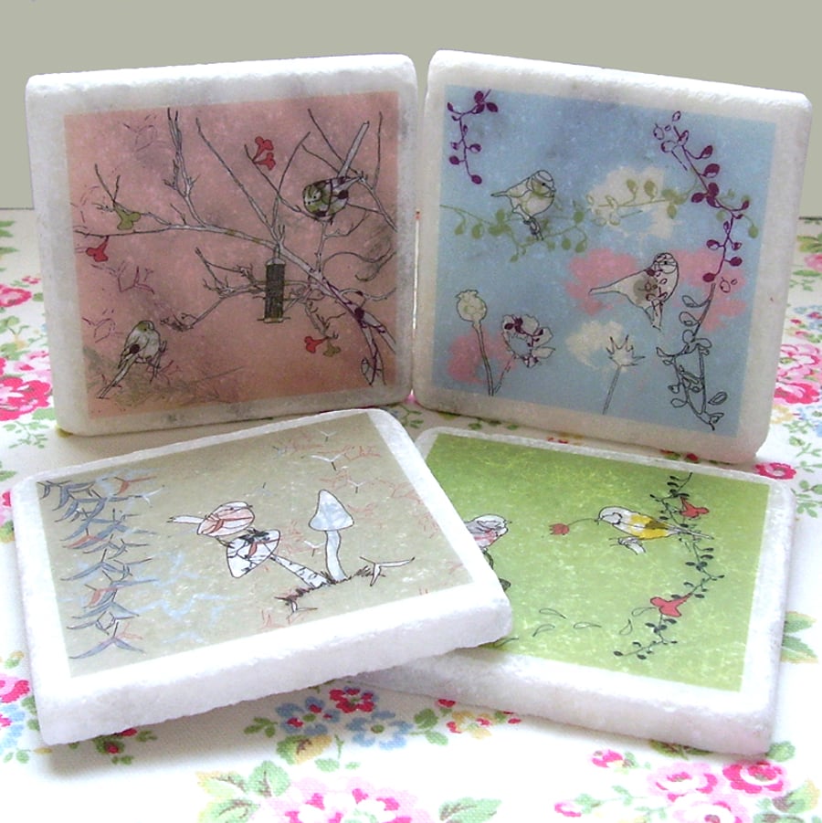 white marble decorated coasters - Folksy