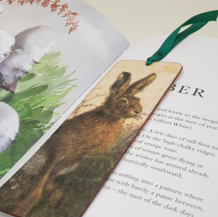 Wooden hare bookmark, gift for a hare lover, Br... - Folksy